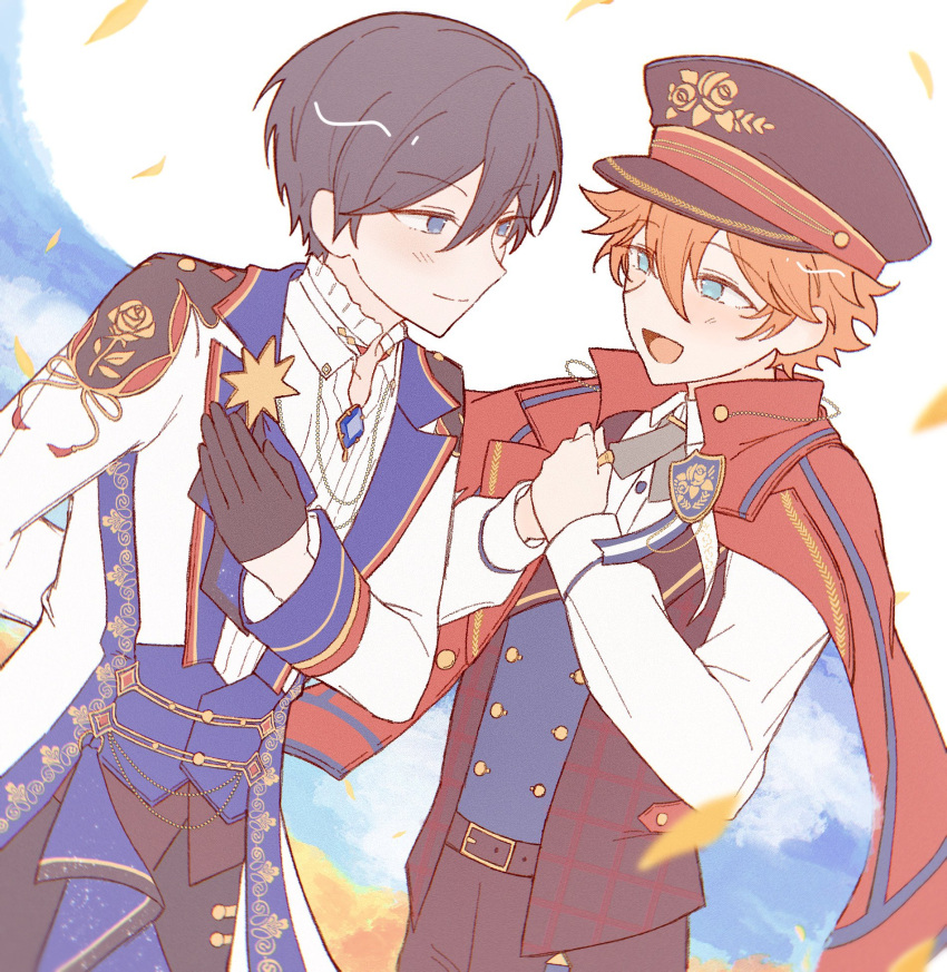 Safebooru - 2boys akehoshi subaru belt black belt black gloves black ...