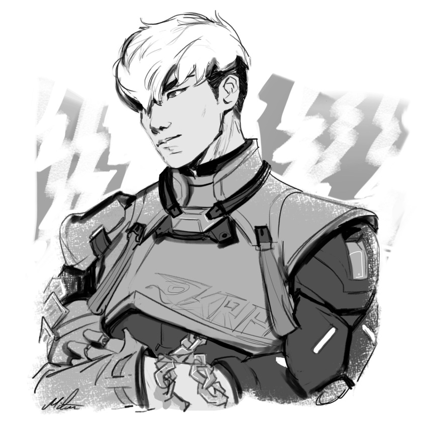 Safebooru - 1boy chain closed mouth commentary cropped torso crossed ...