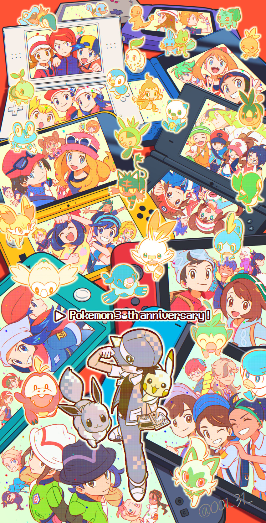Safebooru - 6+boys 6+girls absurdres ahoge akari (pokemon) anniversary ...