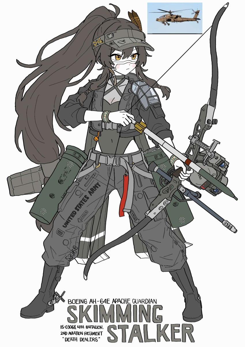 Safebooru - 1girl ah-64 apache aircraft archery armored vehicle attack ...