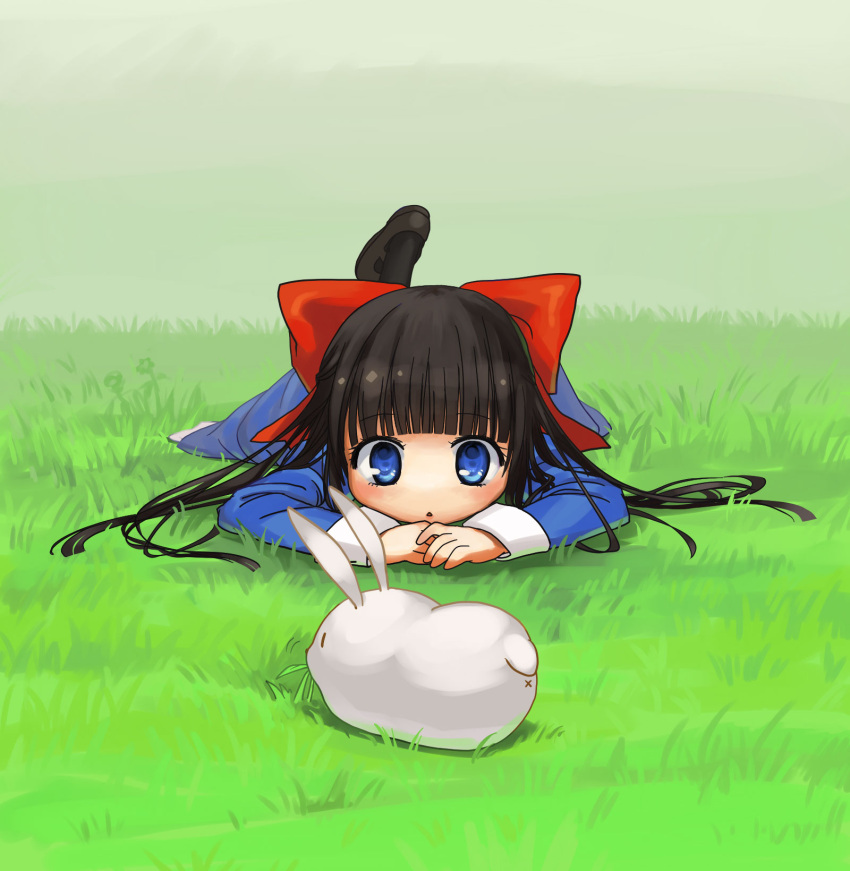 Safebooru - 1girl aya drevis black hair blood bloodtea blue eyes bow eating eyebrows eyebrows ...