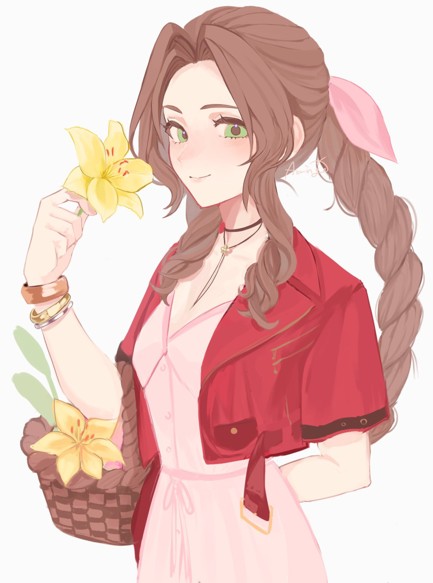 Safebooru - 1girl aerith gainsborough ao ringo (yakirinngo ha) arm ...