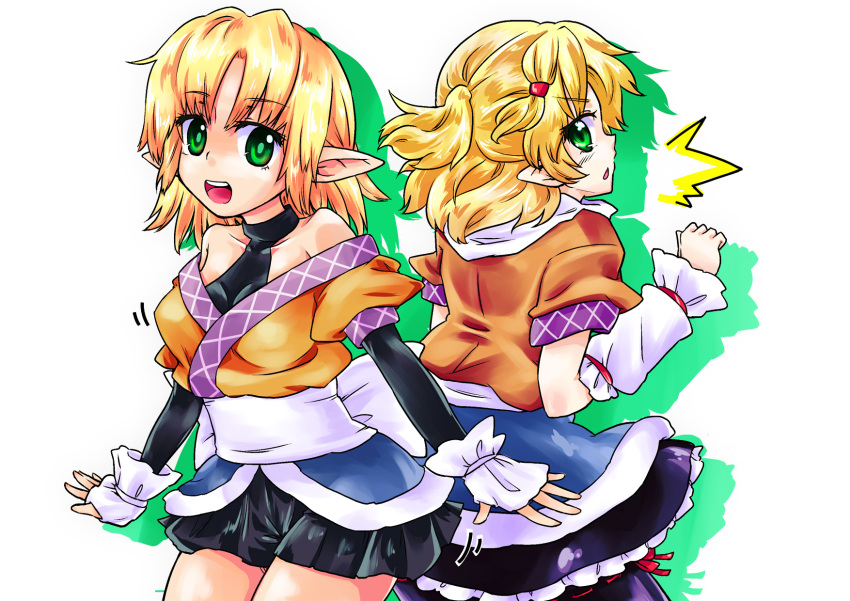 Safebooru - 2girls alternate costume arm warmers asamori bare shoulders blonde hair dual persona ...