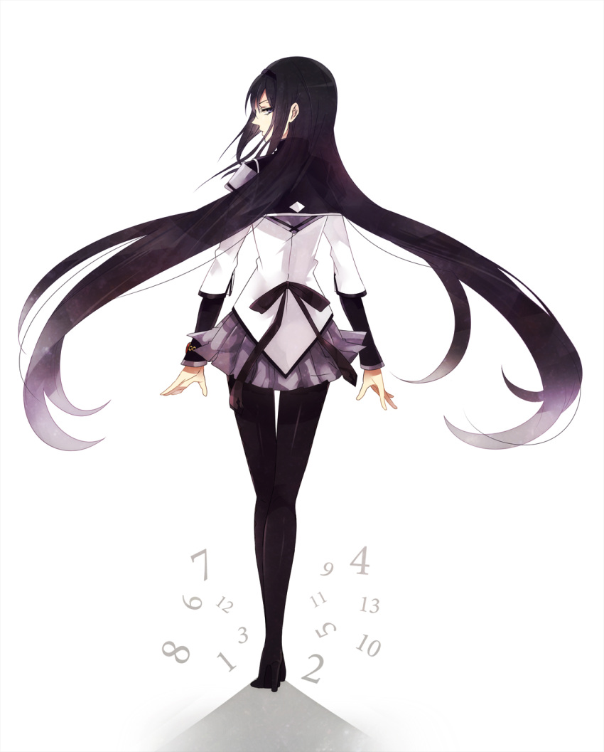 Safebooru - akemi homura bad id black eyes black hair from behind high ...