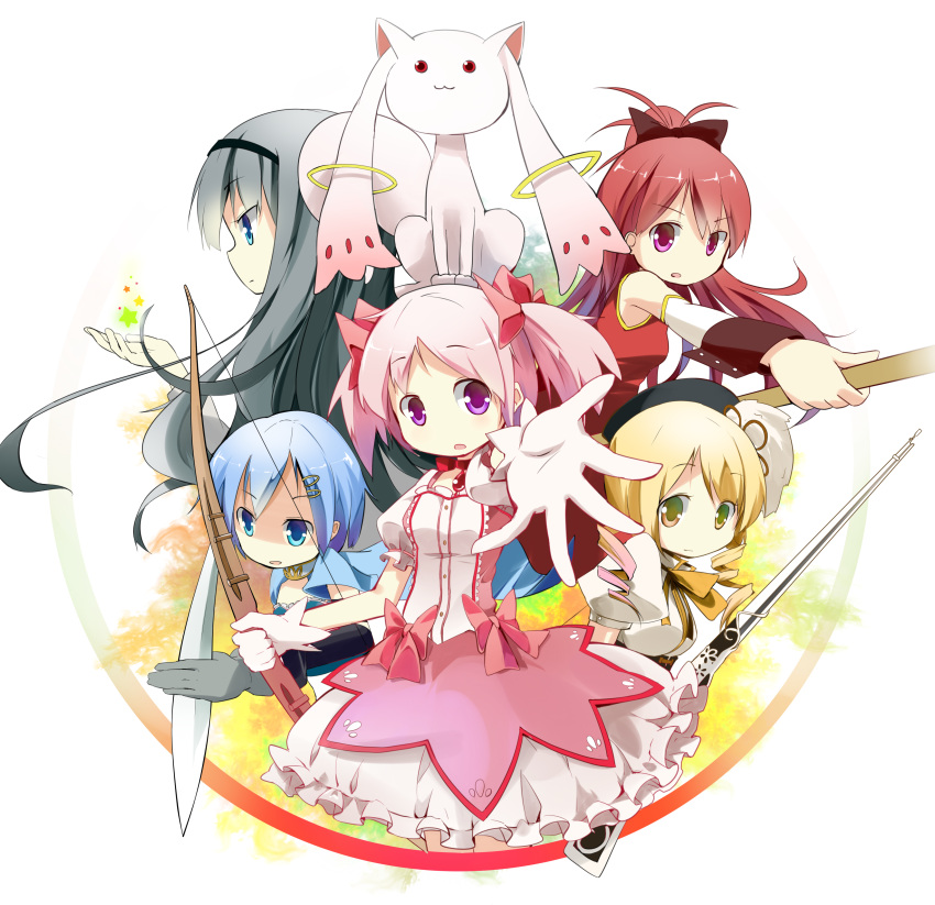 Safebooru - akemi homura bow (weapon) bubble skirt chibi everyone gun ...