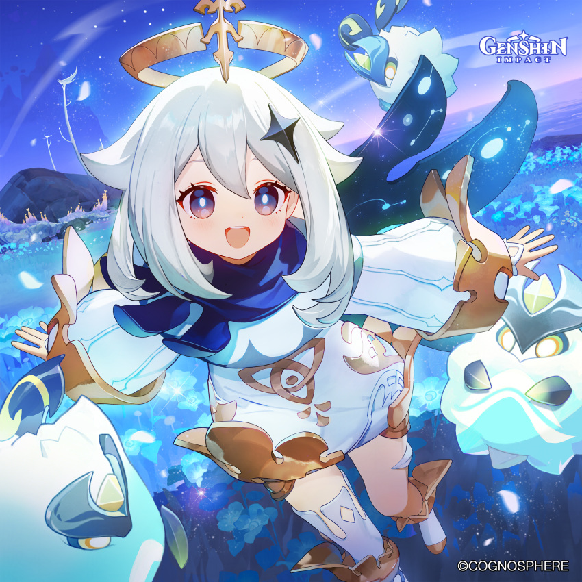 Safebooru - 1girl :d absurdres blue eyes bright pupils commentary ...