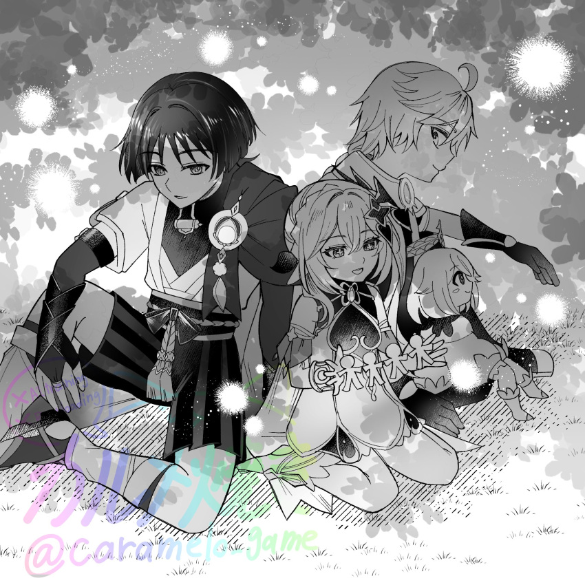 Safebooru - 2boys 2girls aether (genshin impact) ahoge anklet arm at ...
