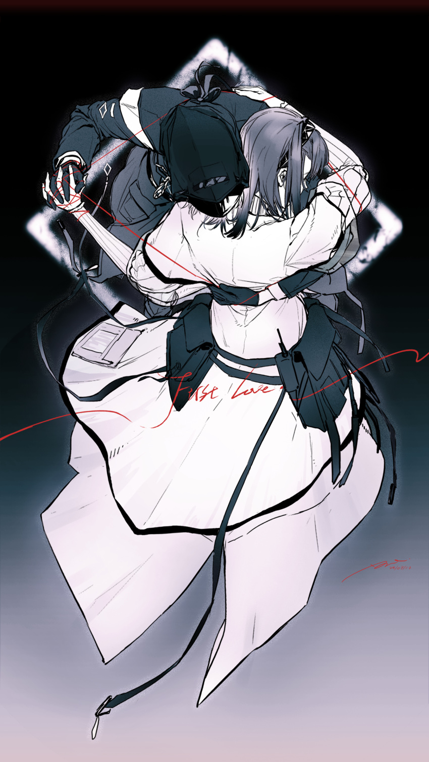 Safebooru - 1boy 1girl arknights arm around another's waist black coat ...
