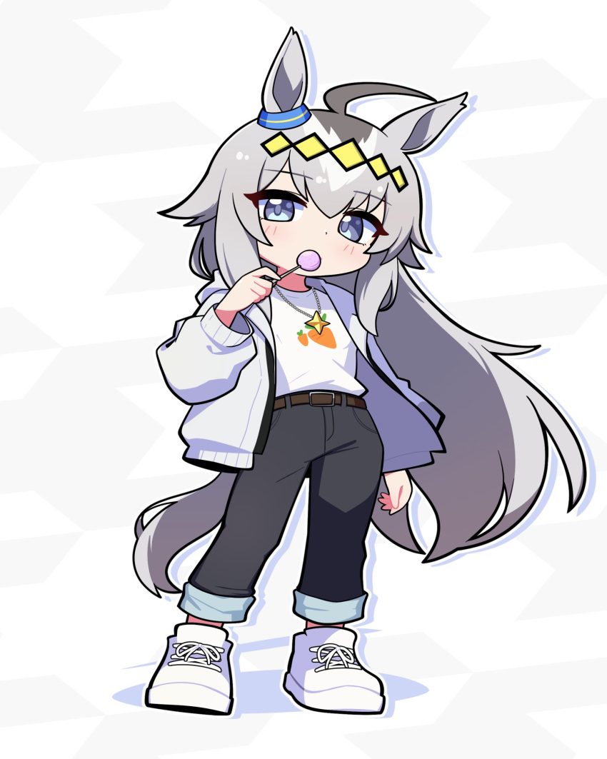 Safebooru - 1girl absurdres ahoge animal ears belt black pants blue ...