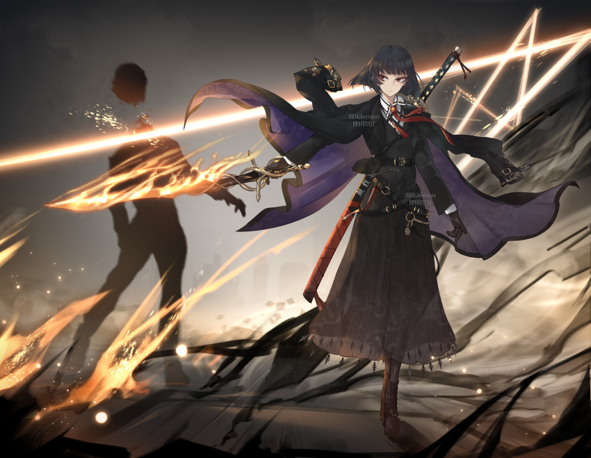 Safebooru - 1girl absurdres arknights black hair commission cosplay ...