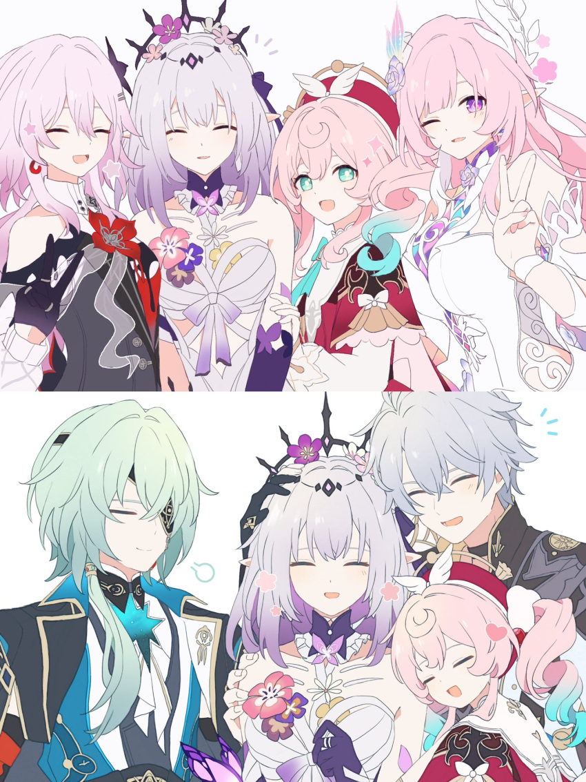Safebooru - 2boys 4girls anaxa (honkai: star rail) ascot beret black ...