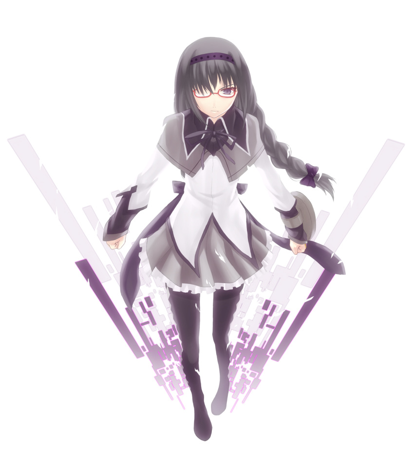 Safebooru - akemi homura alternate hairstyle black hair braid deras glasses highres long hair ...