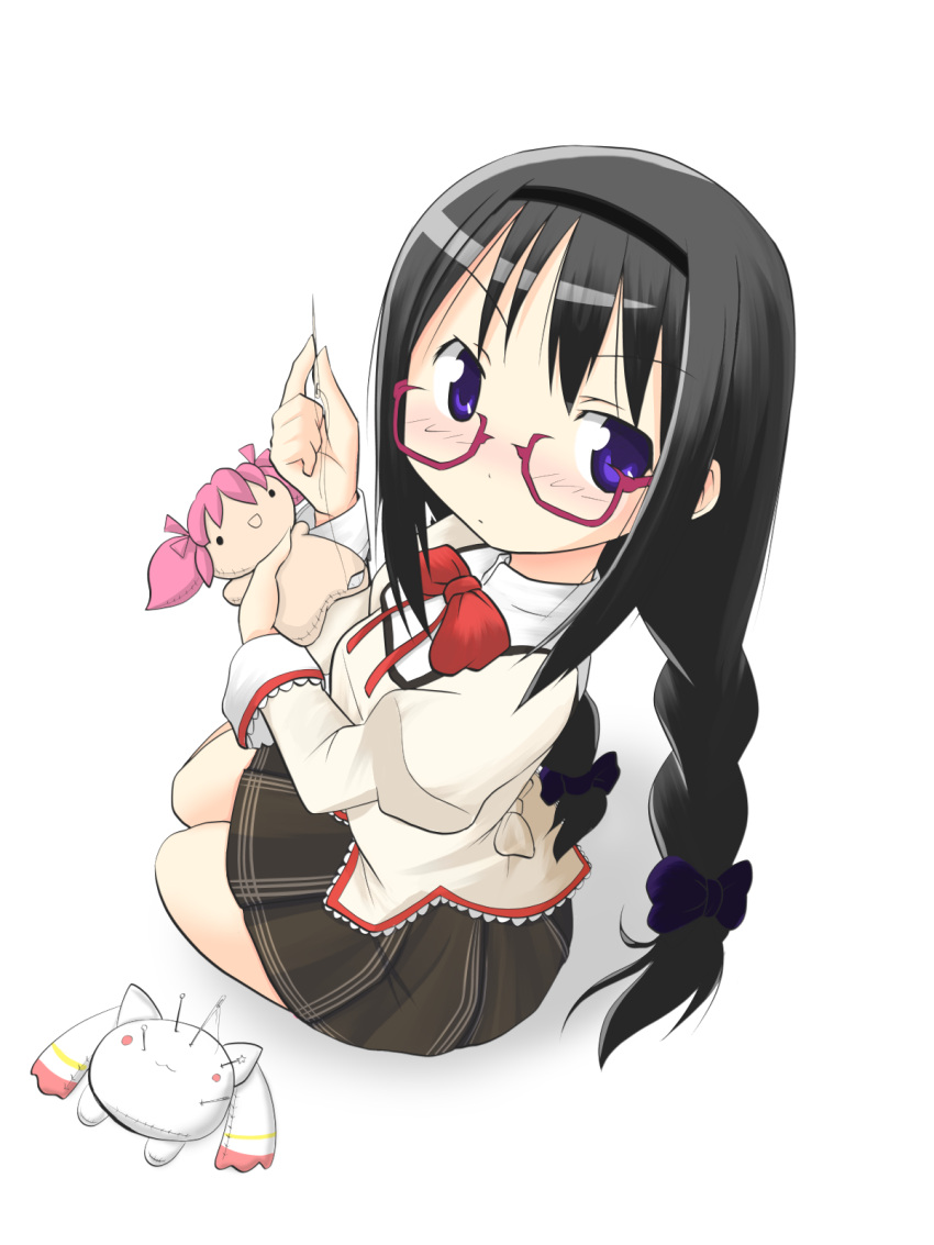 Safebooru - akemi homura alternate hairstyle black hair blush bow braid character doll doll ...