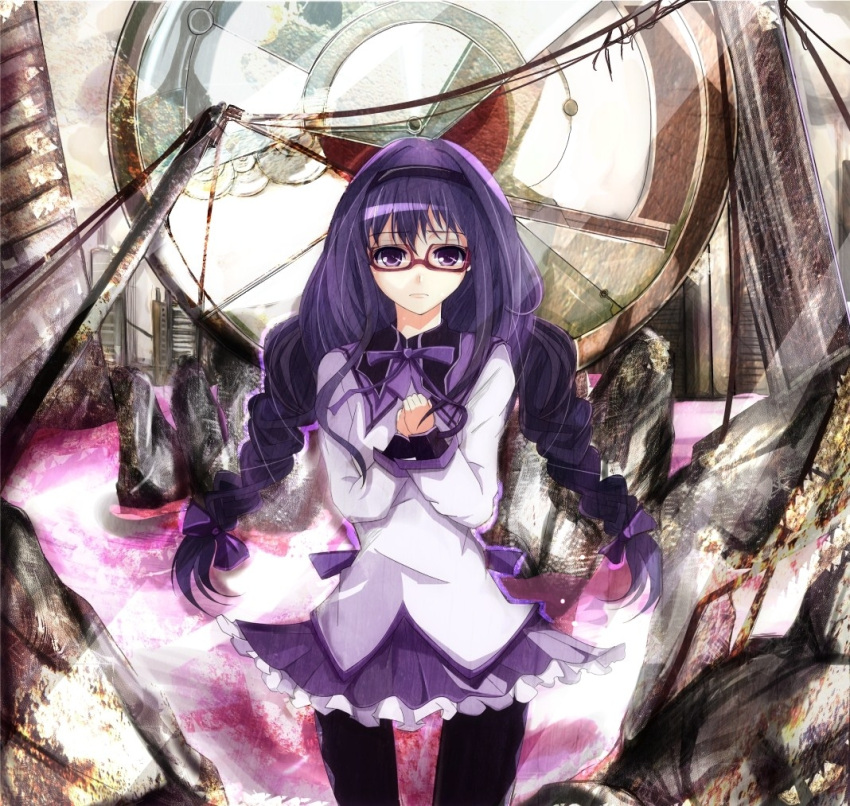 Safebooru - akemi homura black hair braid glasses long hair magical girl mahou shoujo madoka ...