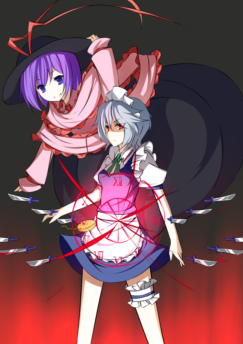 Safebooru - hat highres izayoi sakuya knife maid nagae iku red eyes ...