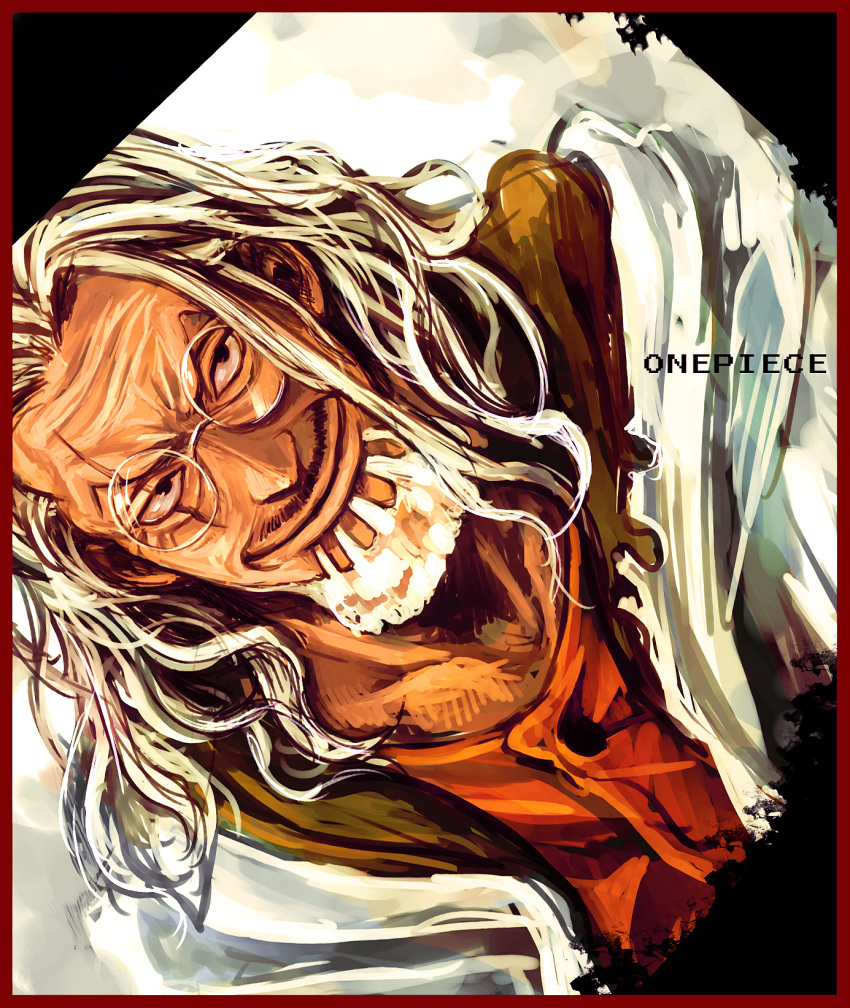 Safebooru - beard border face facial hair glasses highres long hair ...