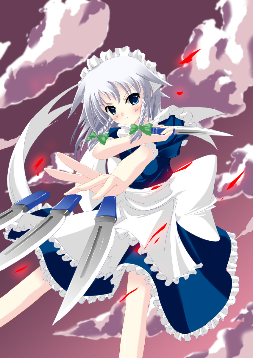 Safebooru - absurdres blue eyes blush braid highres itan izayoi sakuya ...