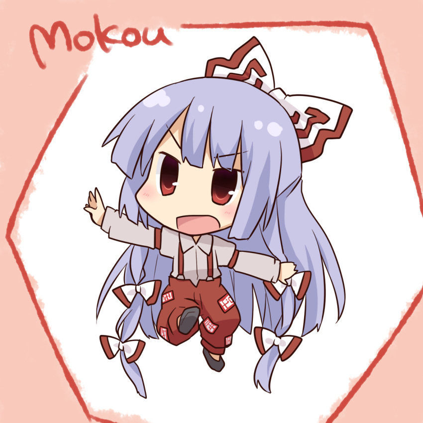 Safebooru - blush character name chibi fujiwara no mokou hair ribbon ...