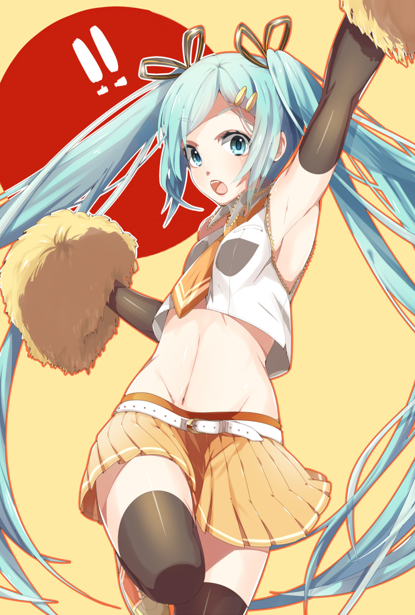 Safebooru - 85 aqua eyes aqua hair armpits arms up cheerleader detached sleeves hair ornament ...