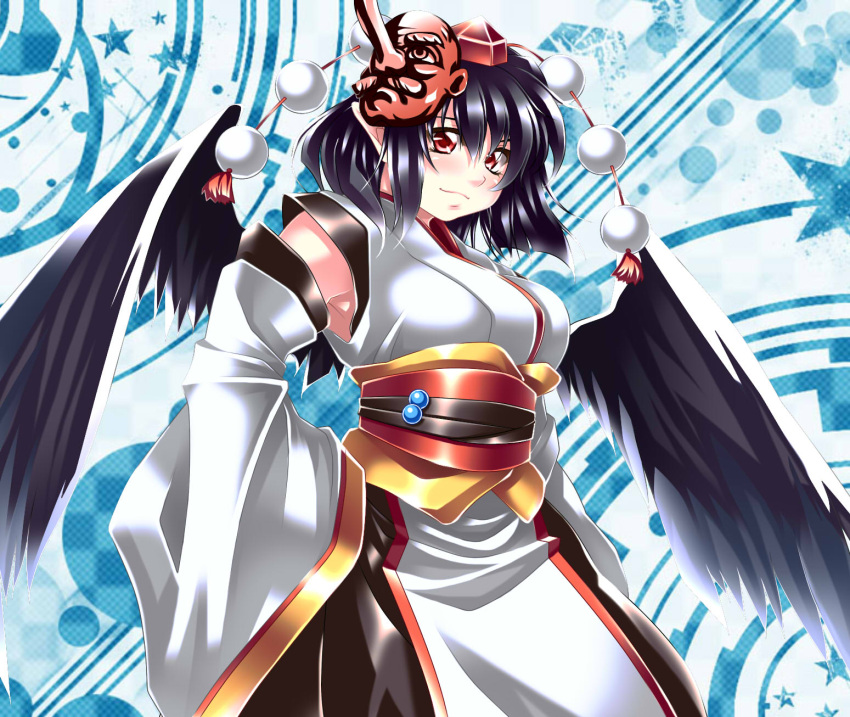 Safebooru - alternate costume black hair black wings detached sleeves ...