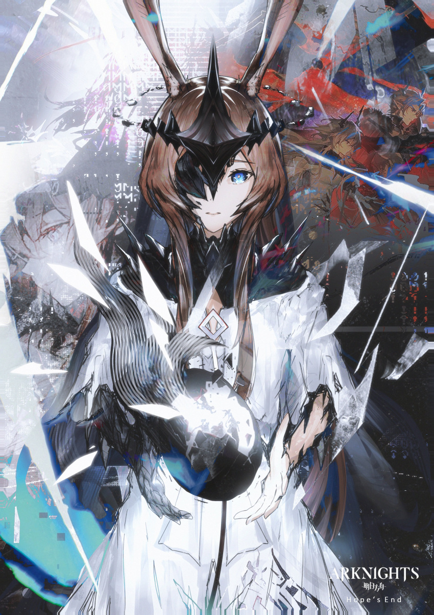 Safebooru - 1boy 2girls absurdres amiya (arknights) amiya (demon king) (arknights) animal ears ...