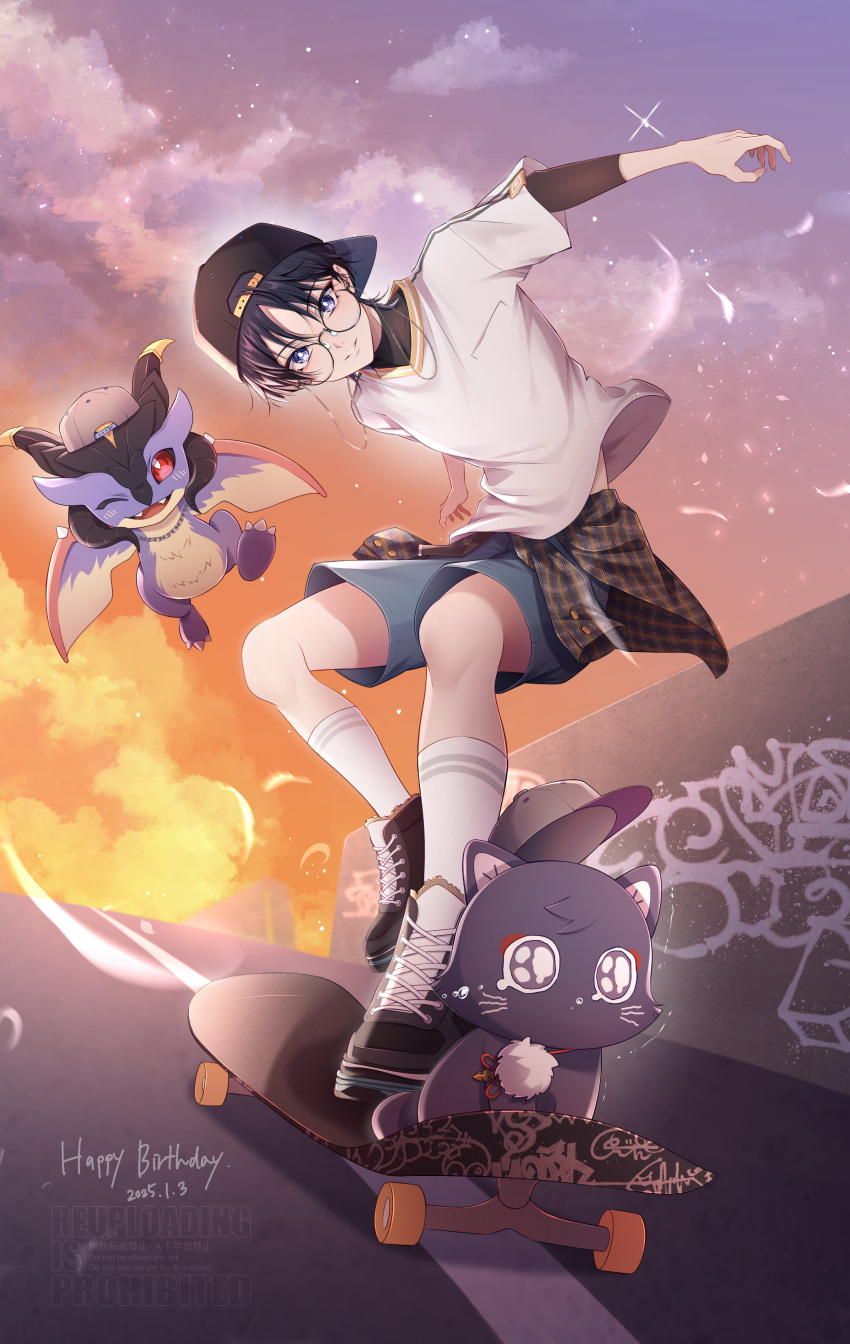 Safebooru - 1boy 5656hayururi absurdres alternate costume animalization backwards hat ...