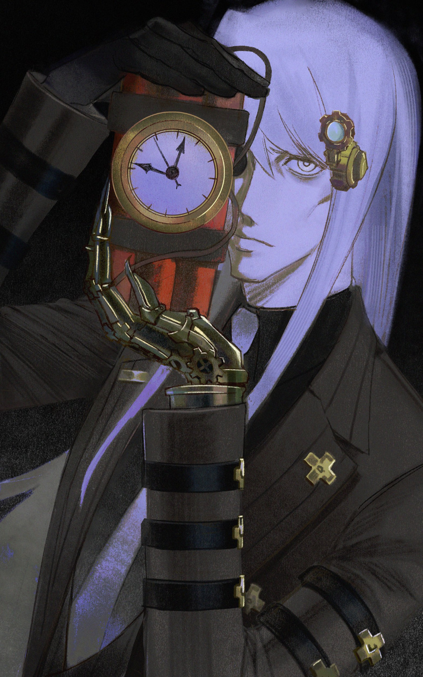 Safebooru - 1boy absurdres ace attorney black gloves black shirt brown coat clock coat collared ...