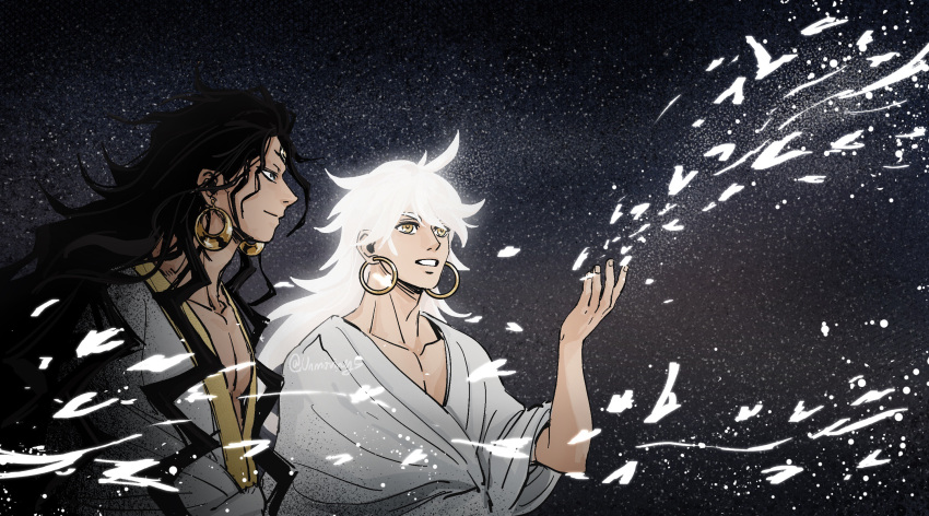 Safebooru - 2boys black eyes black hair david jehoahaz abraham earrings ...