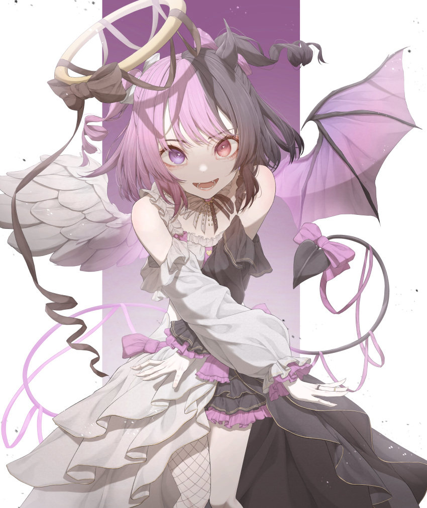 Safebooru - 1girl absurdres amaki pururu asymmetrical wings bat wings ...