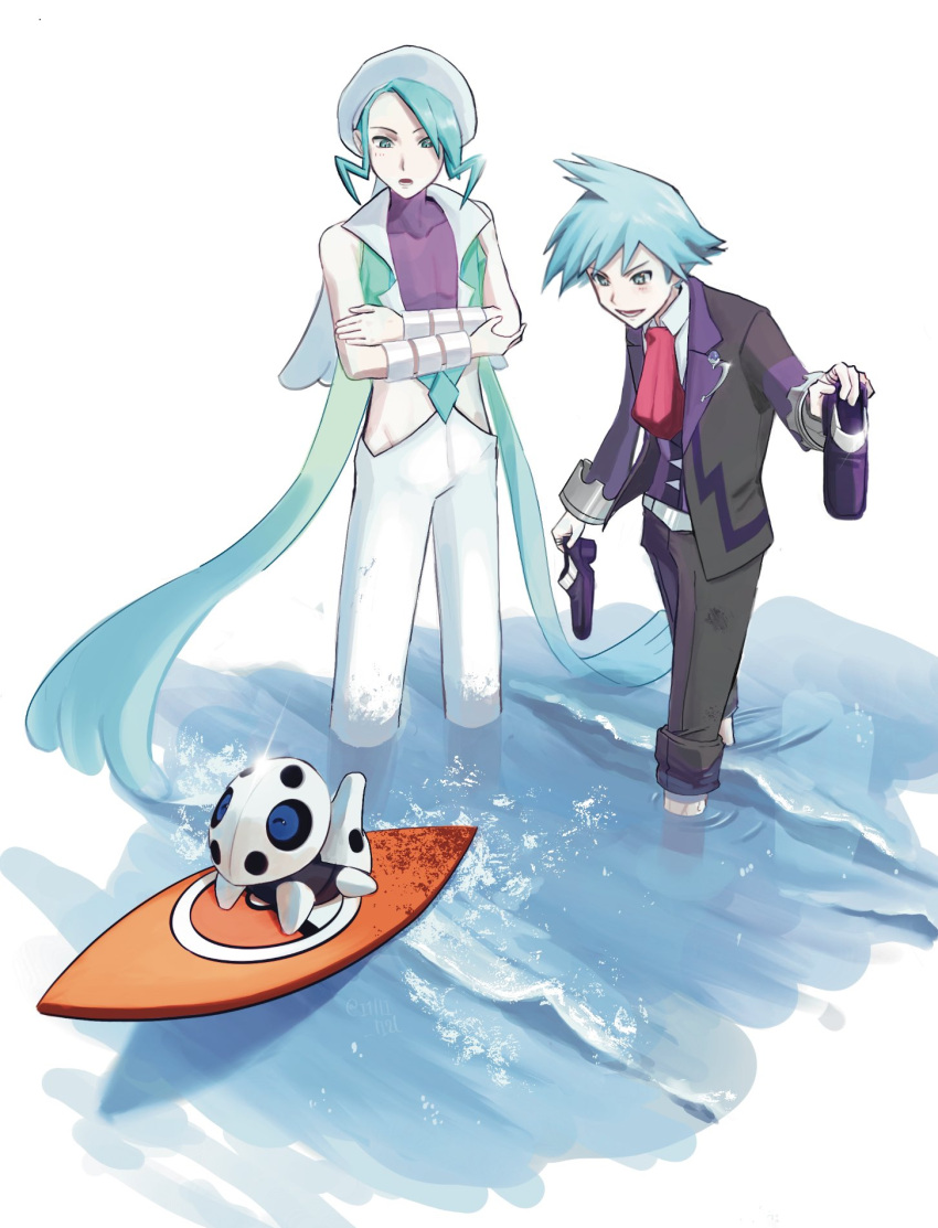 Safebooru - 2boys aron black pants blue eyes blue hair collared shirt ...