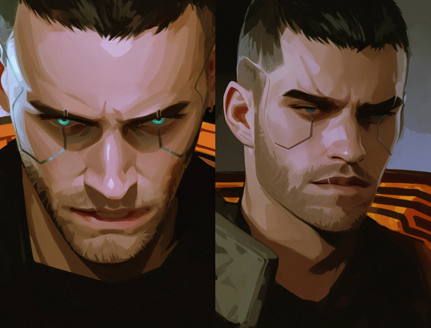 Safebooru - 1boy beard black shirt brown hair closed mouth collared ...