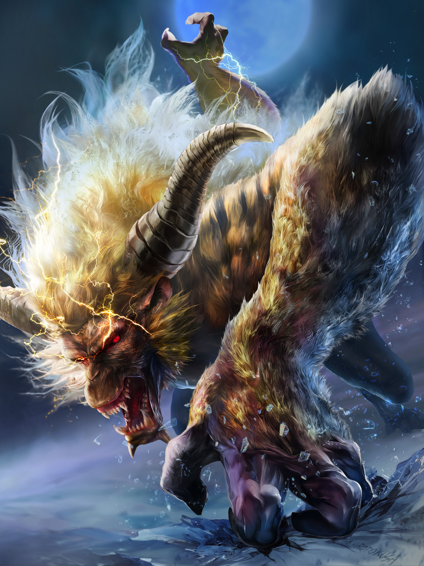 Safebooru - crack cracked floor electricity highres horns kurotokusa ...