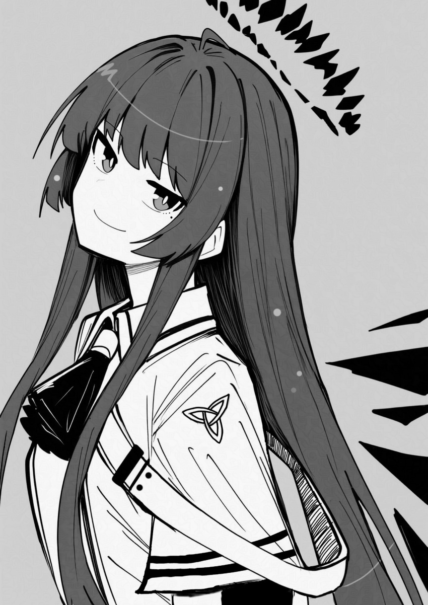 Safebooru - 1girl adversarial noise arknights ascot closed mouth collared shirt grey background ...