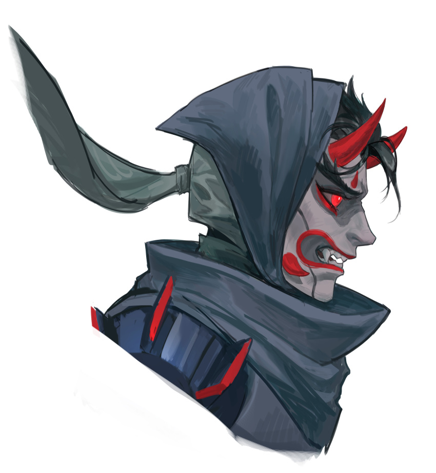 Safebooru - 1boy absurdres black hair black scarf colored skin ...