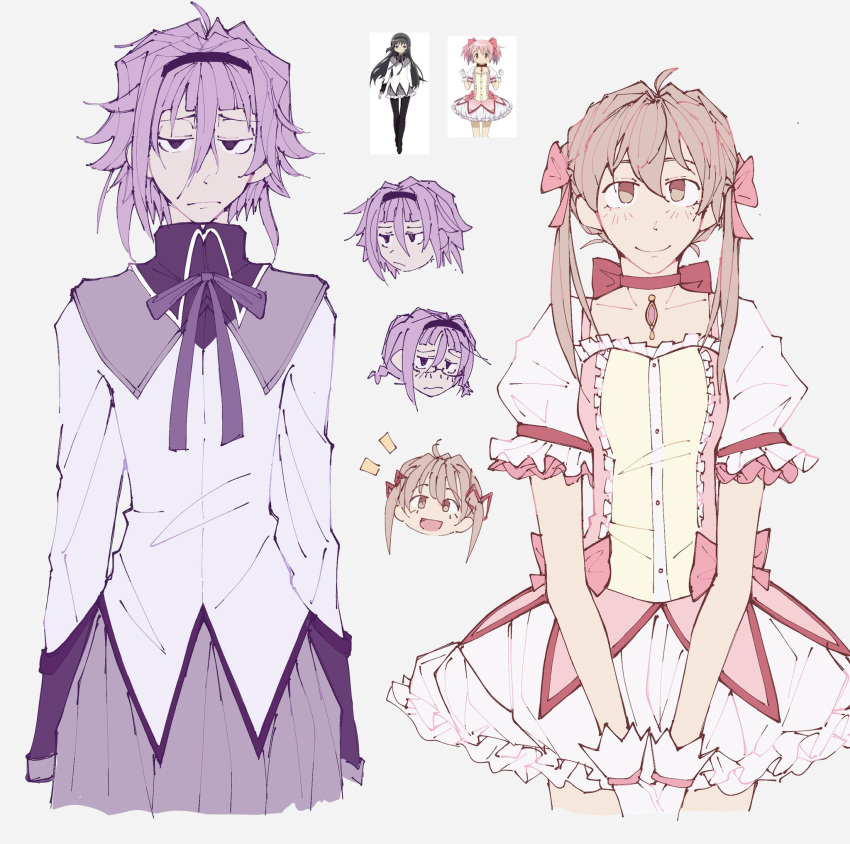 Safebooru - 1girl 1other akemi homura akemi homura (cosplay) alternate costume alternate eye ...