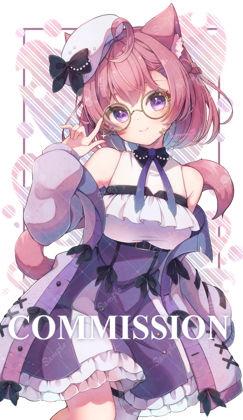 Safebooru - 1girl ahoge animal ear fluff animal ears bare shoulders belt belt buckle beret black ...