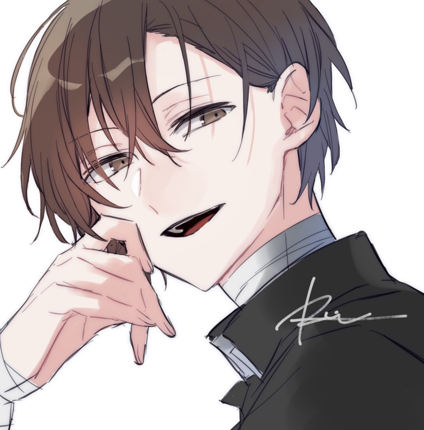 Safebooru - 1boy bandaged arm bandaged neck bandages black jacket brown eyes brown hair bungou ...