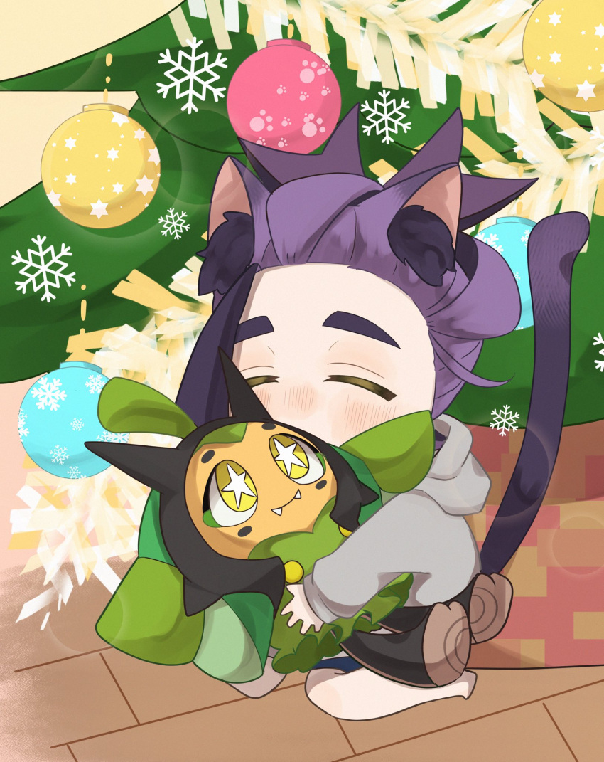 Safebooru - 1boy animal ear fluff animal ears barefoot black hair cat boy cat ears cat tail ...