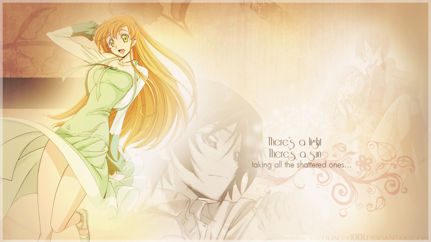Safebooru - 1boy 1girl code geass dress long hair orange hair shirley ...