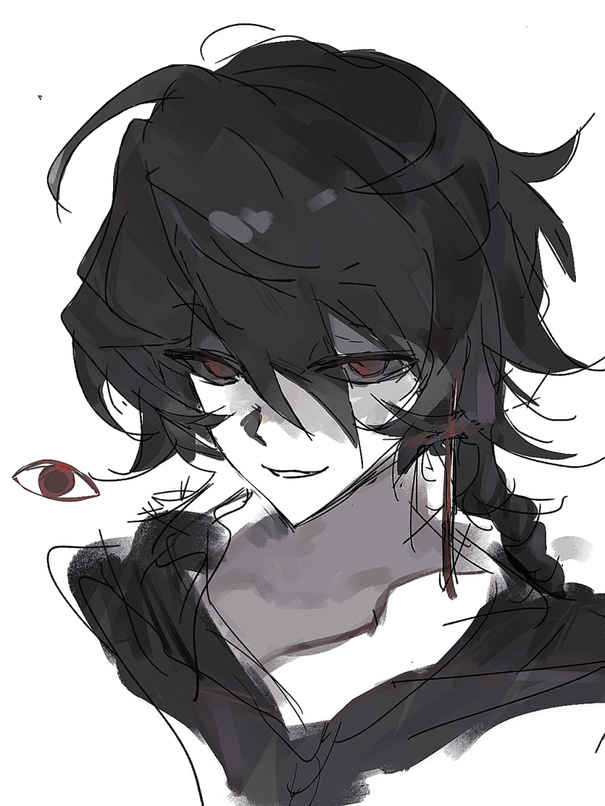 Safebooru - 1boy black hair black shirt chen ling (wo bushi xi shen) chinese commentary colored ...