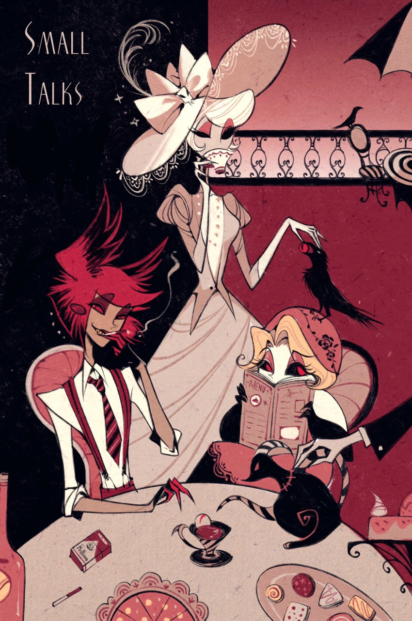 Safebooru - 1boy 2girls alastor (hazbin hotel) bird black gloves black ...