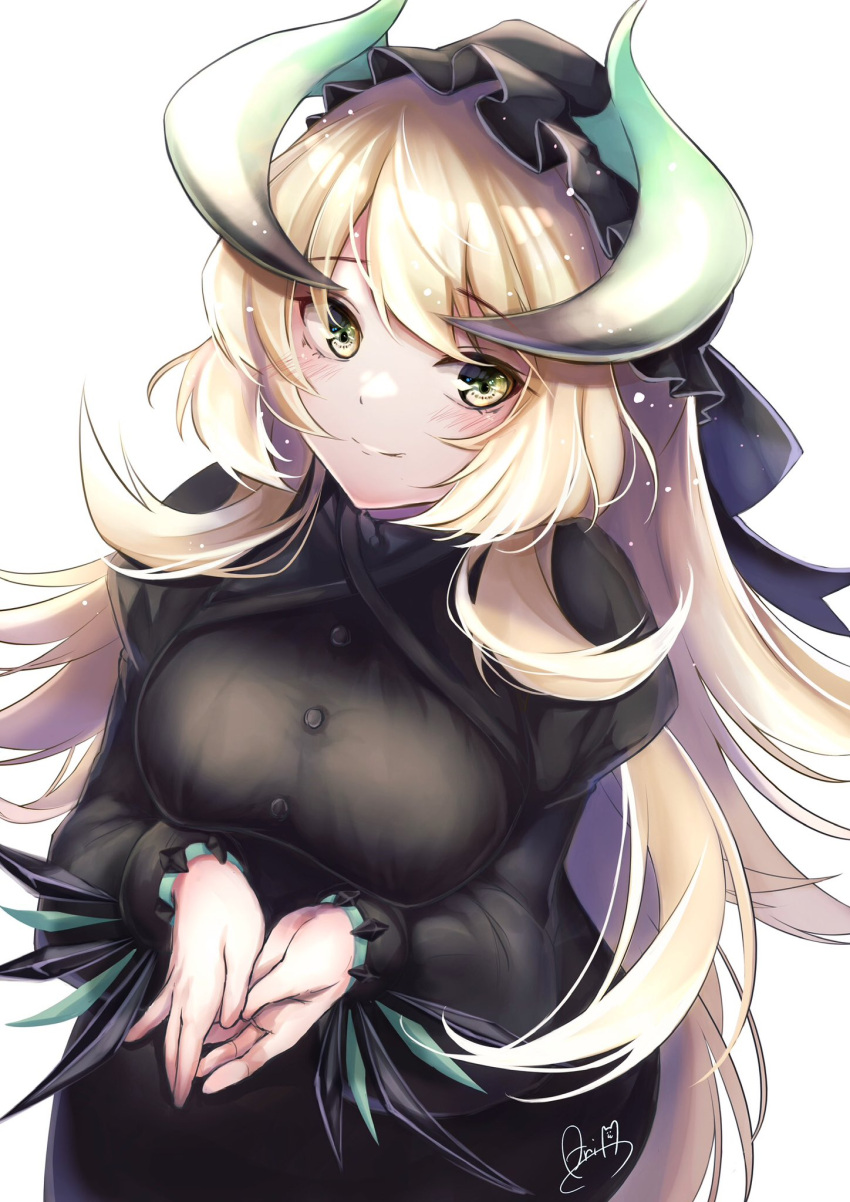 Safebooru - 1girl apron ari (xxrmsn 008) artist name blush breasts buttons chamber dragonmaid ...