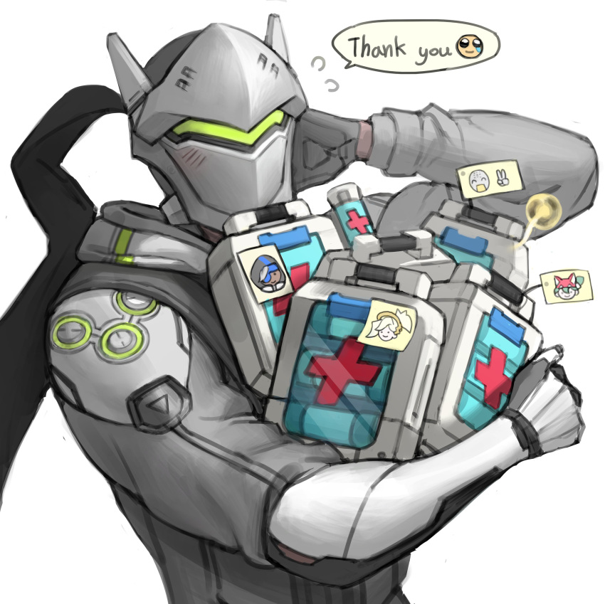 Safebooru - 1boy absurdres ana (overwatch) arm up blush carrying ...