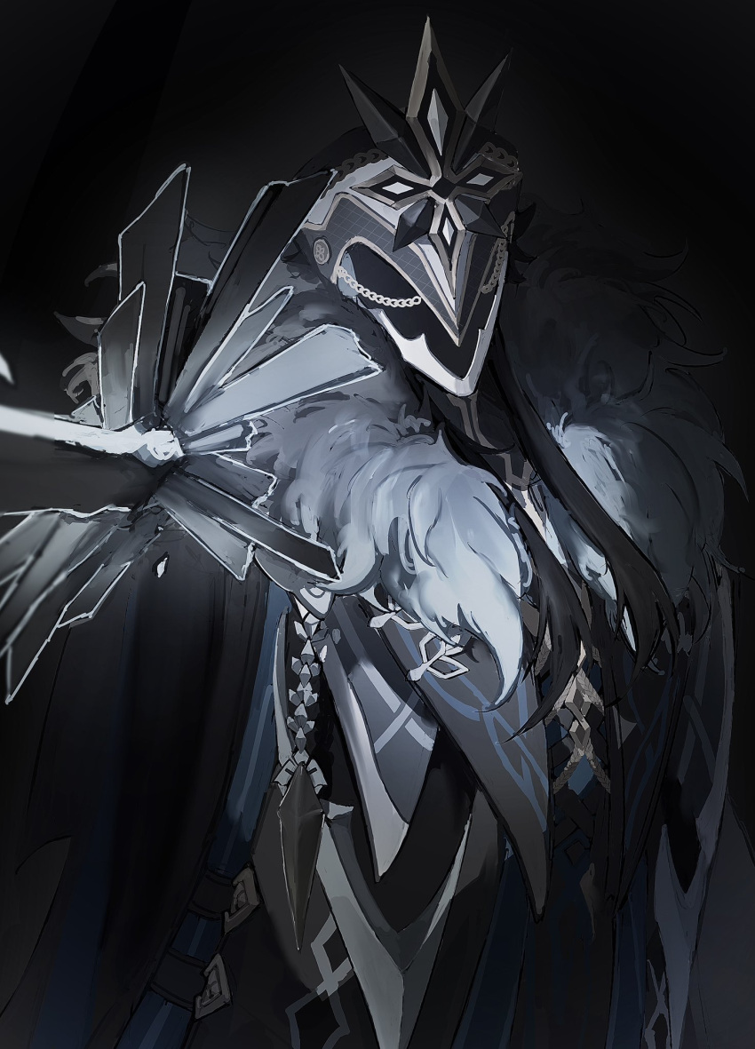 Safebooru - 1boy arm up black background black coat black hair capitano ...