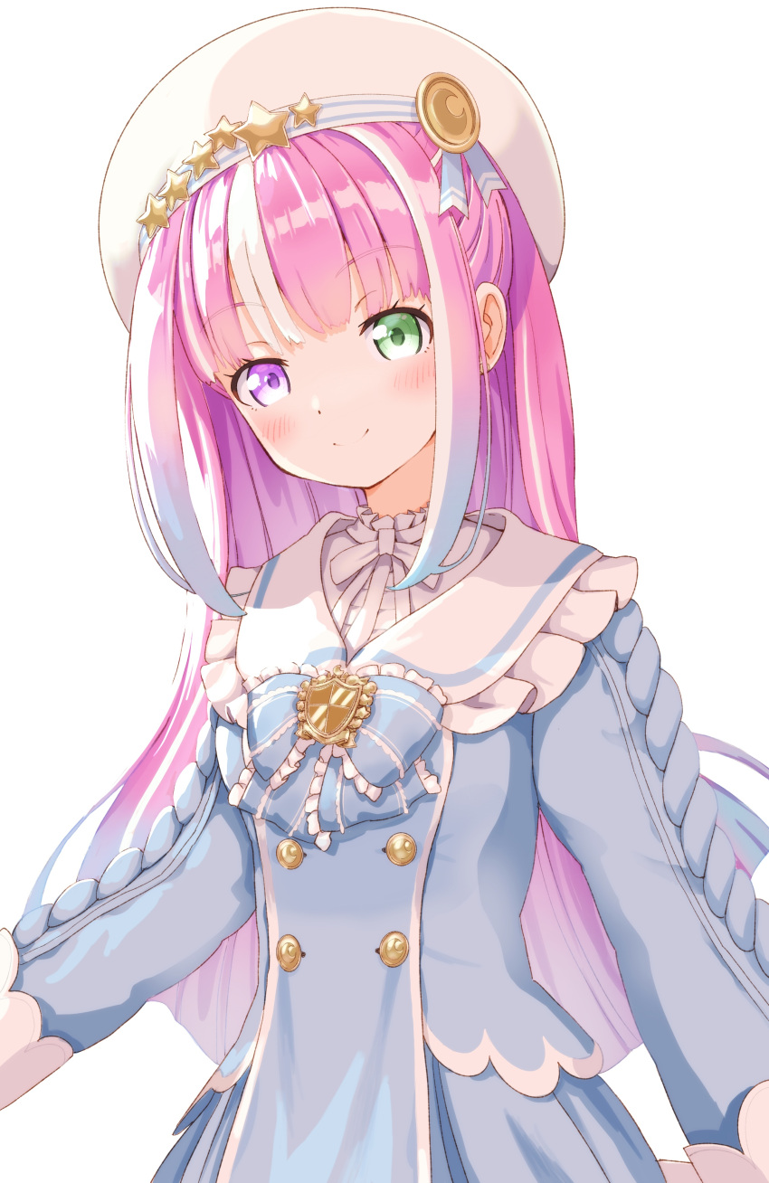 Safebooru - 1girl absurdres beret blue bow blue dress blue hair bow brooch buttons dress frilled ...