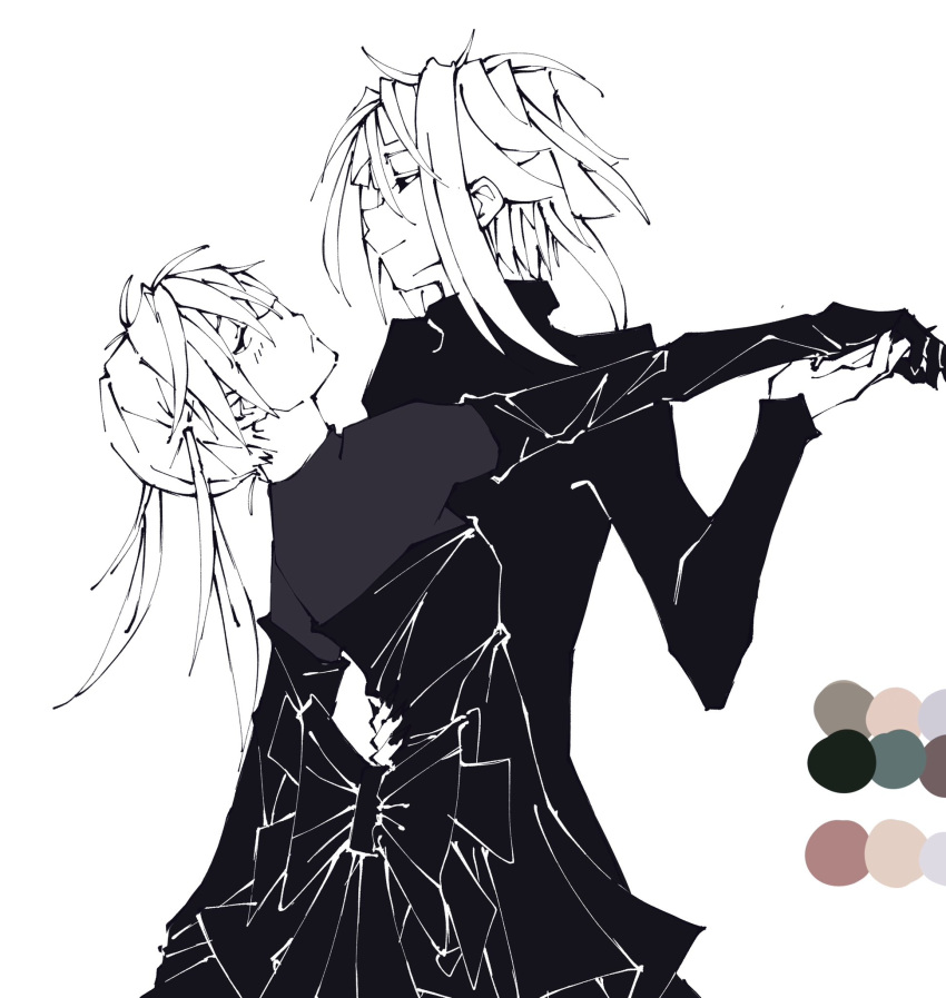 Safebooru - 1girl 1other alternate costume black dress black eyes black ...