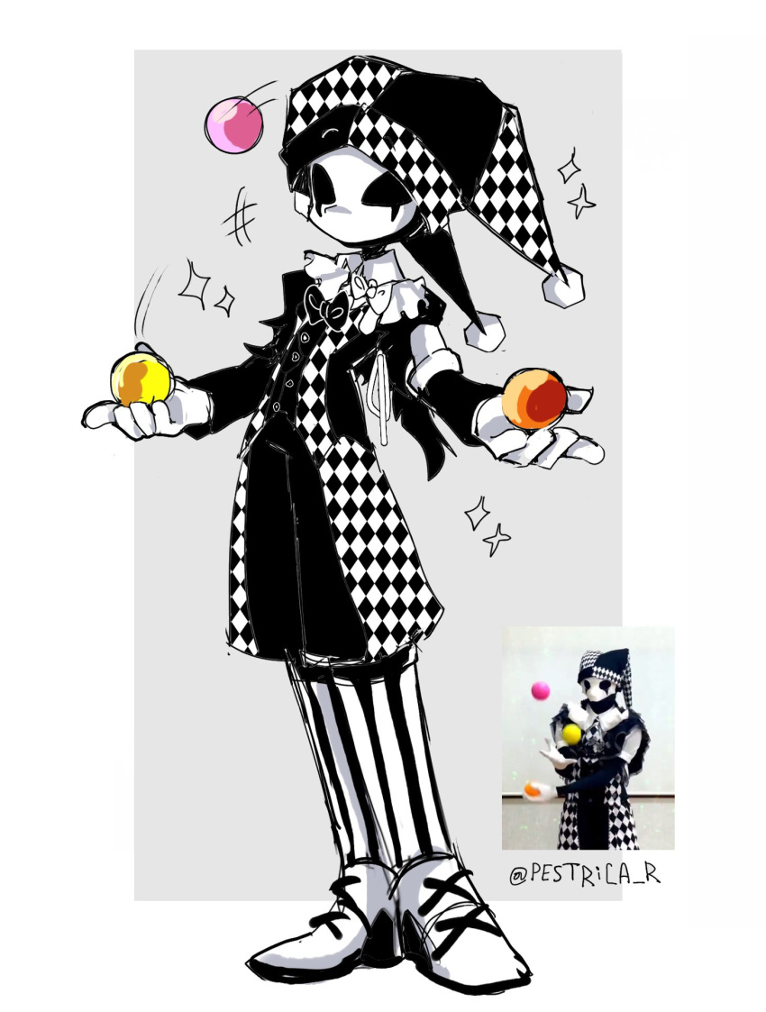 Safebooru - 1other ball bow bowtie checkered clothes dress frilled ...