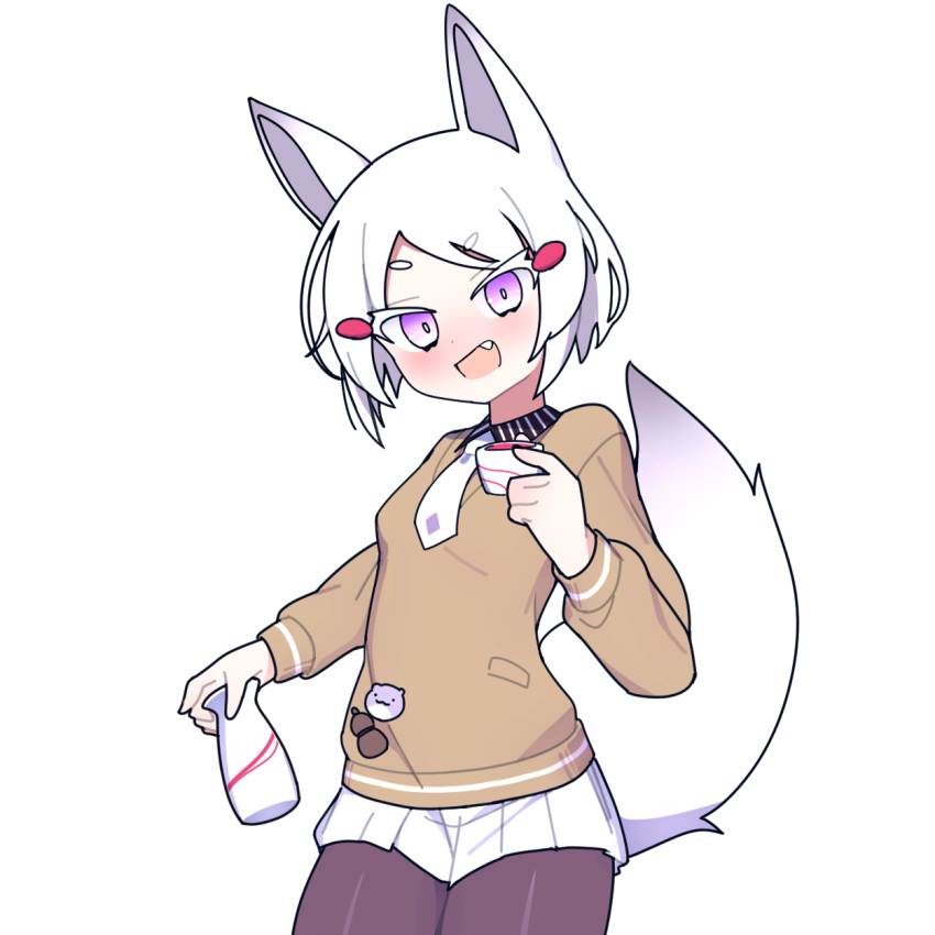 Safebooru - 1girl alcohol animal ears bottle choko (cup) cross ...