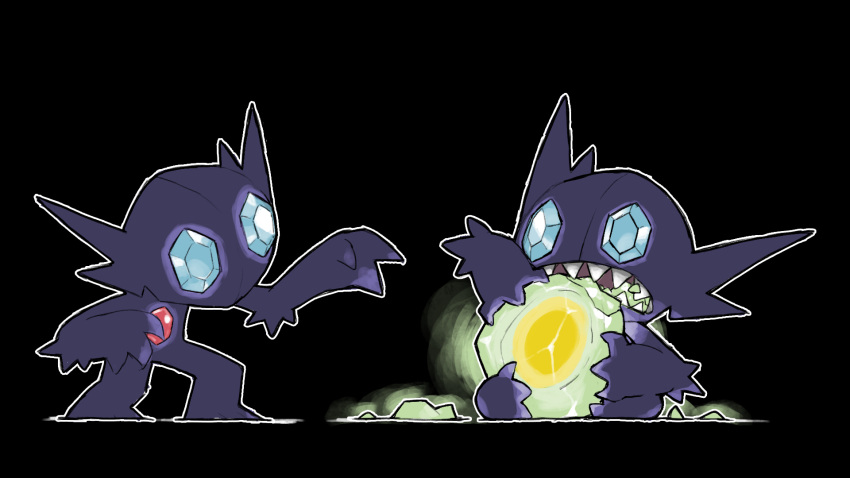 Safebooru - black background blacknirrow colored skin commentary eating english commentary ...