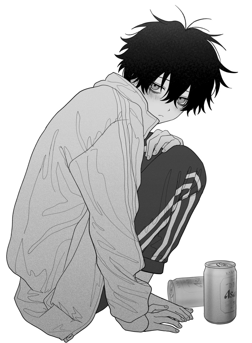 Safebooru - absurdres asahi breweries bags under eyes beer can blush ...